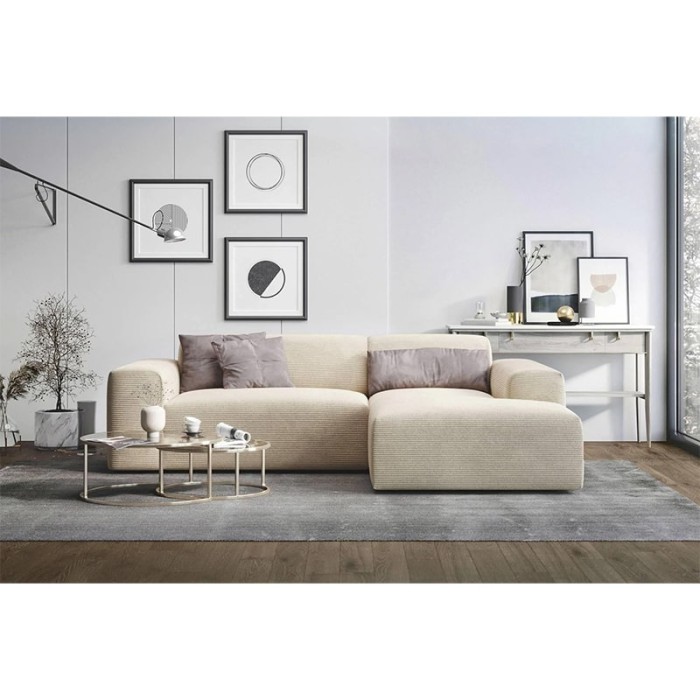 Haluta - Hoekbank Levi - 250x185x71 - Rechts - Crème - Timcovoordeelmarkt.nl